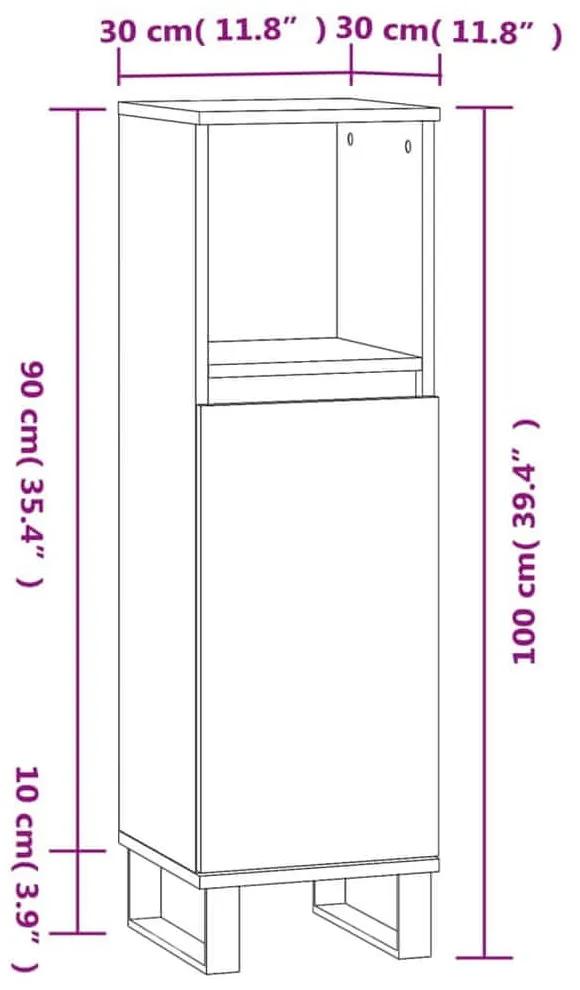 Petromila Koupelnová skříňka černá 30 x 30 x 100 cm kompozitní dřevo