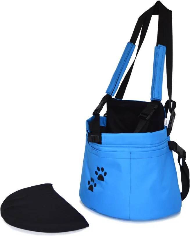 Klokánka & batoh na psa 2v1, no. 2, světle modrá + ťapky - vel.4