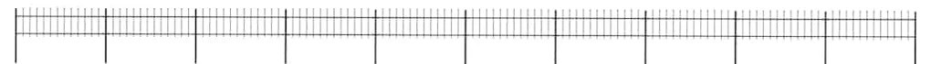 Zahradní plot s kopím nahoře ocelový 1673 x 60 cm černý 277602