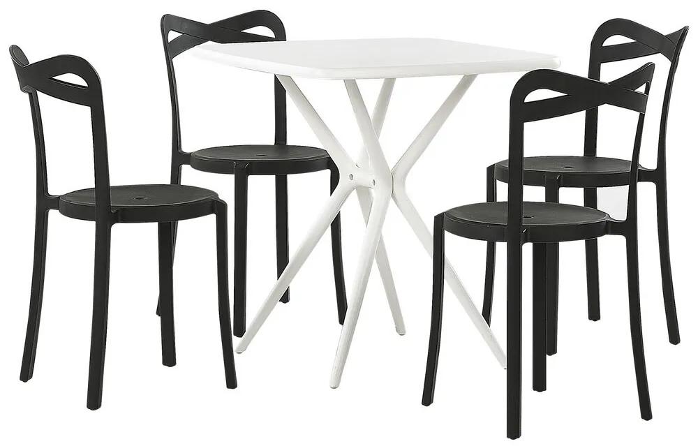 Zahradní souprava stolu a 4 židlí bílá / černá SERSALE / CAMOGLI Beliani