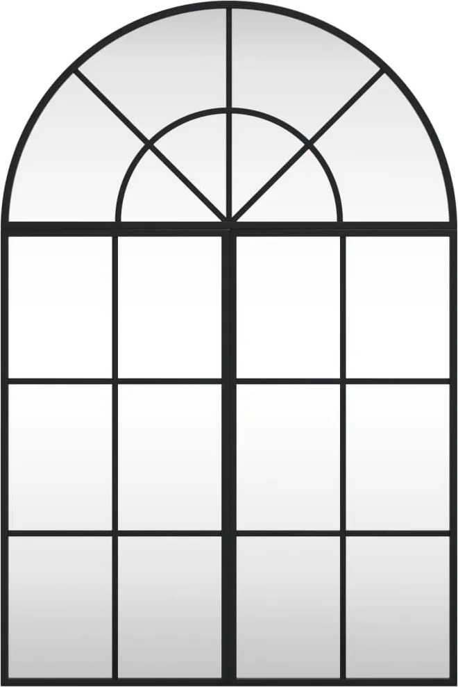 Nástěnné zrcadlo černé 60 x 90 cm oblouk železo 3200605