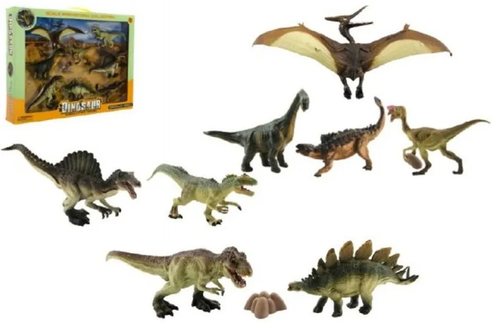 Dinosaurus plast 8ks v krabici 46x34x7cm