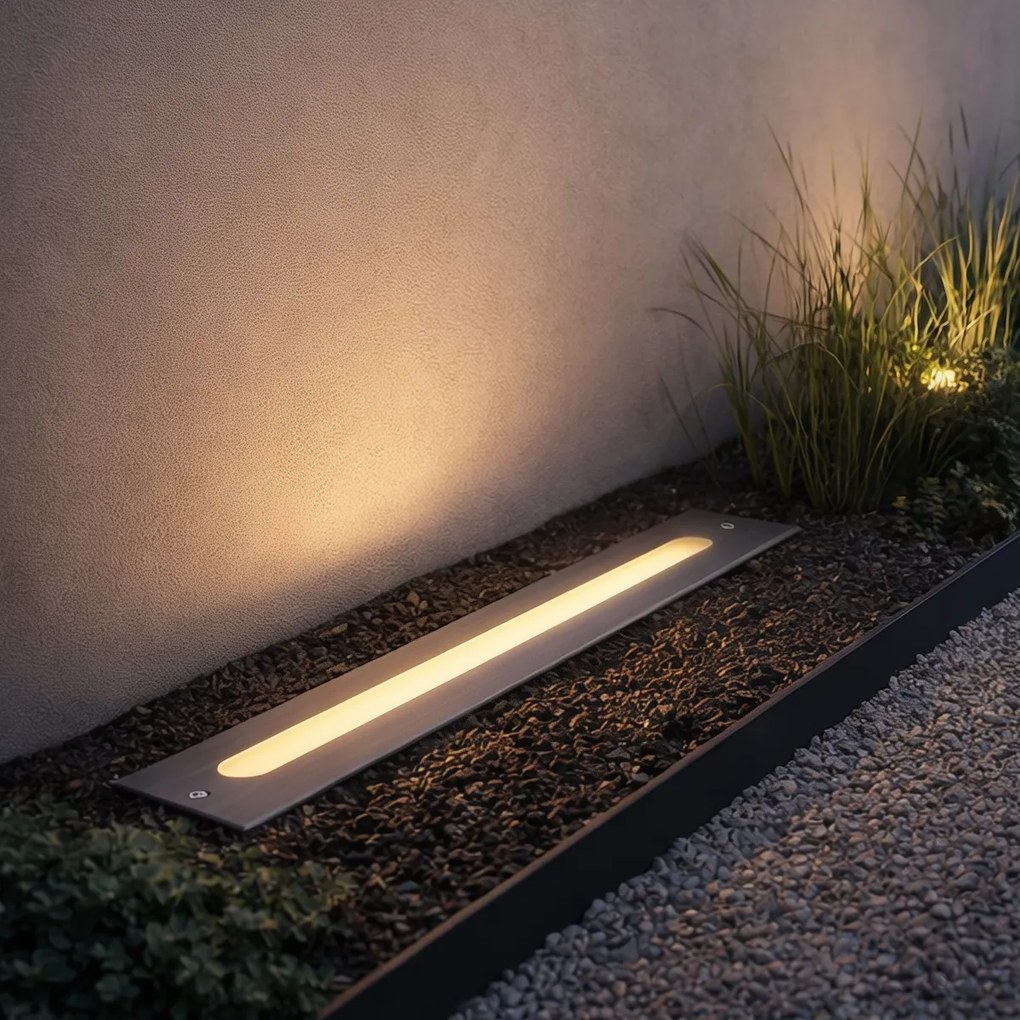 Moderní bodové světlo do země ocel 50 cm vč. LED IP65 - Eline