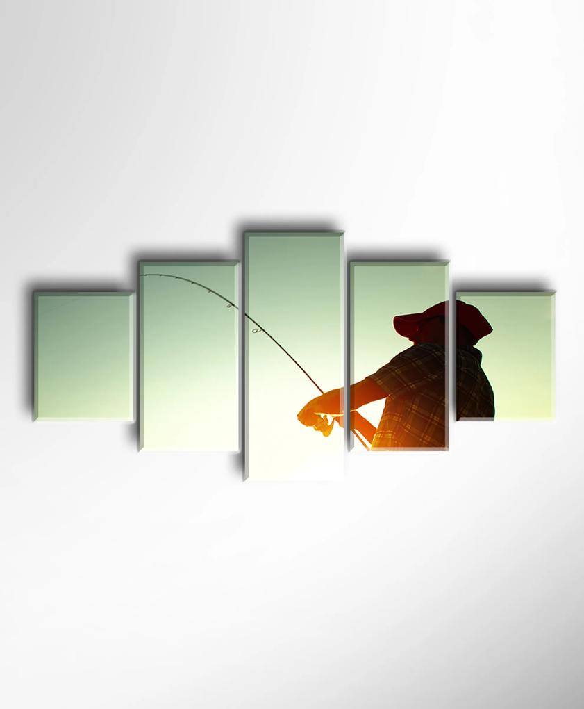 Malvis ® Obraz Rybář při úsvitu ROZMĚR (šířka x výška): pětidílné schody obdélník 200x100 cm