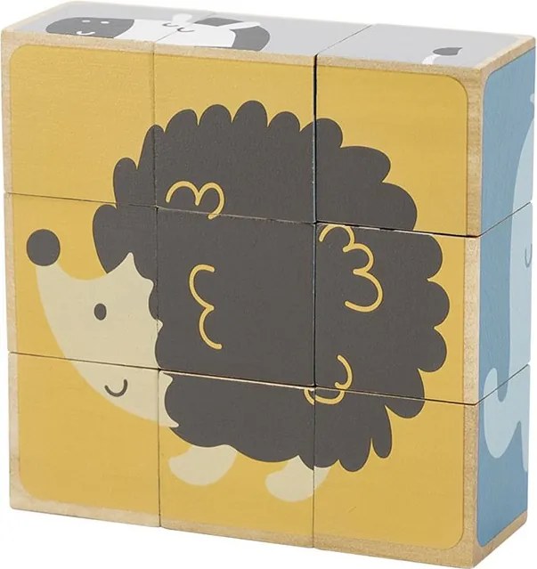 Dřevěné puzzle kostky Viga zvířata 9 dílů