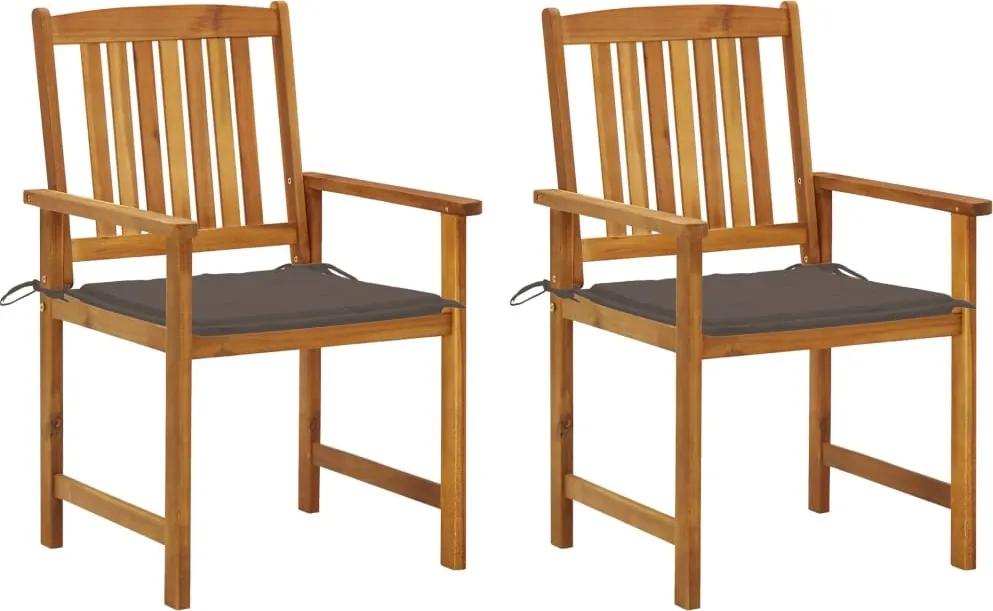 vidaXL Zahradní židle s poduškami 2 ks masivní akáciové dřevo [3061167] Barva: Červená
