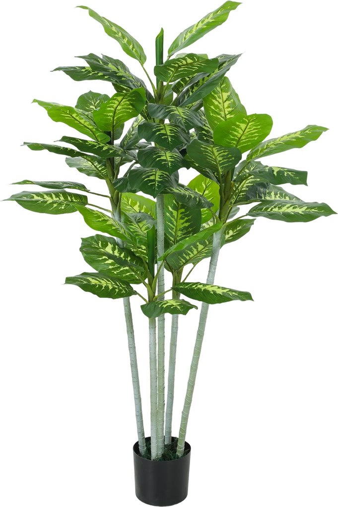 HOMCOM Umělá rostlina Calathea, 150 cm s cementovým květináčem — do interiéru | Aosom