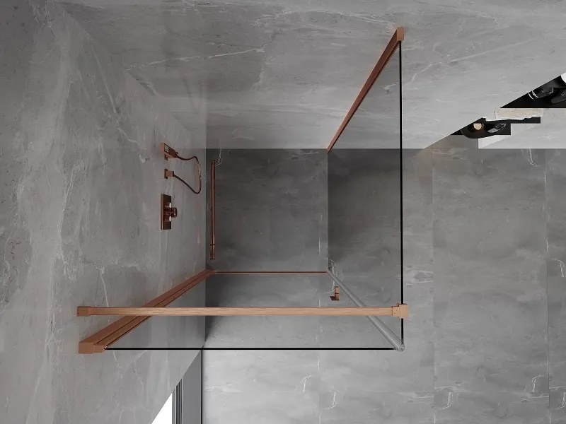 Mexen Mist-B, 1-křídlý výklopný sprchový kout 100 x 100 cm, čiré sklo, měděný matný profil, 8A2T-100-100-65-00