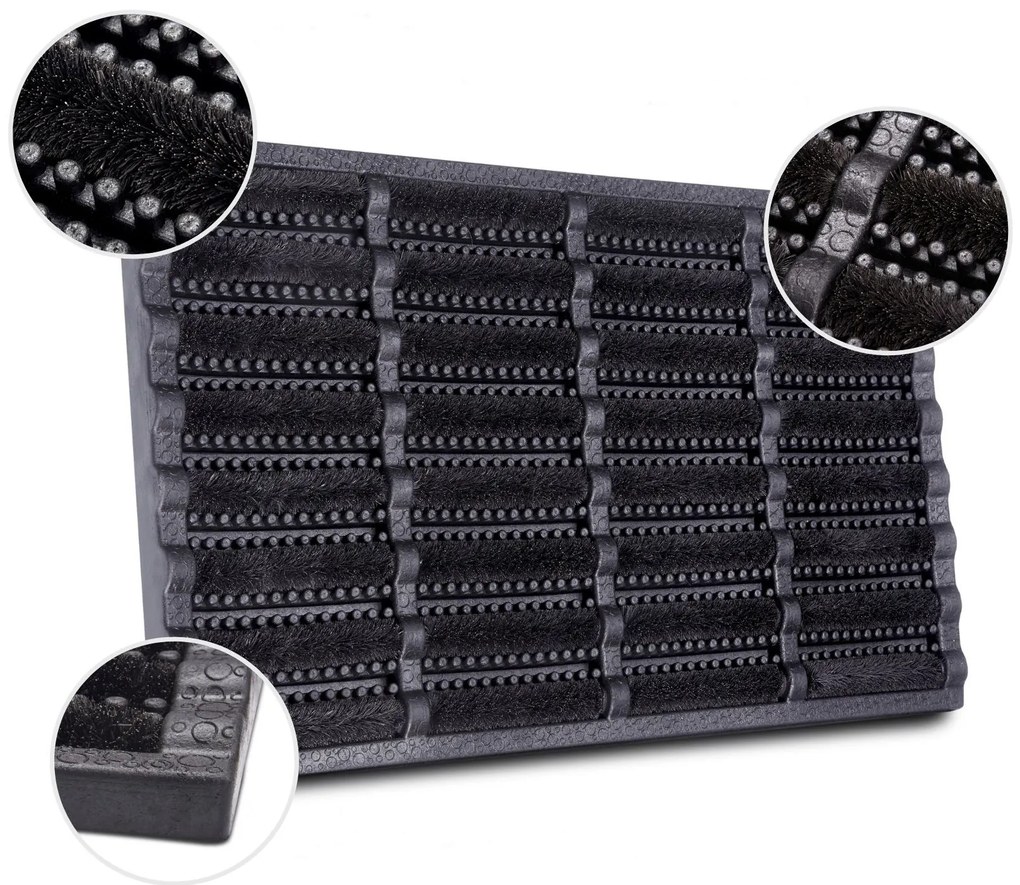 Hanse Home, Venkovní čistící rohož Mix Mats Brushes 105648 Black - na ven i na doma, 40x60, černá, exteriér