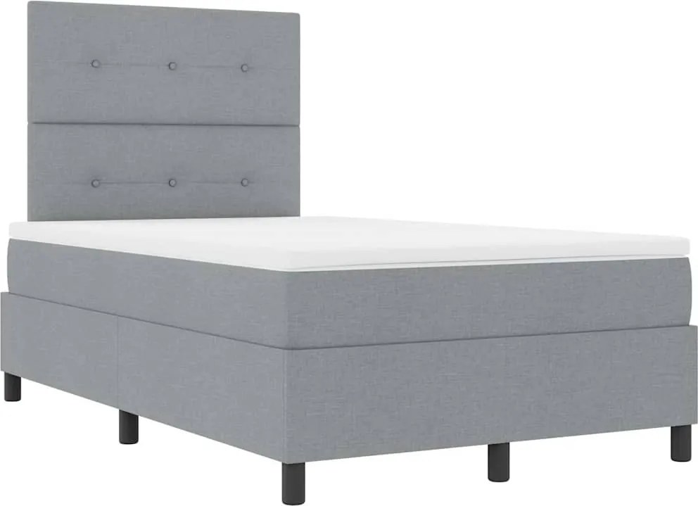 Postel s boxspringem s čelo Světle šedá 120 x 190 cm textil 3339371