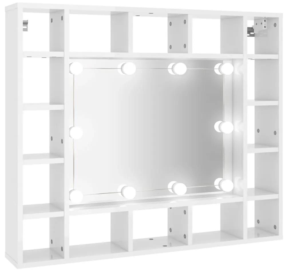 Zrcadlová skříňka s LED bílá s vysokým leskem 91 x 15 x 76,5 cm
