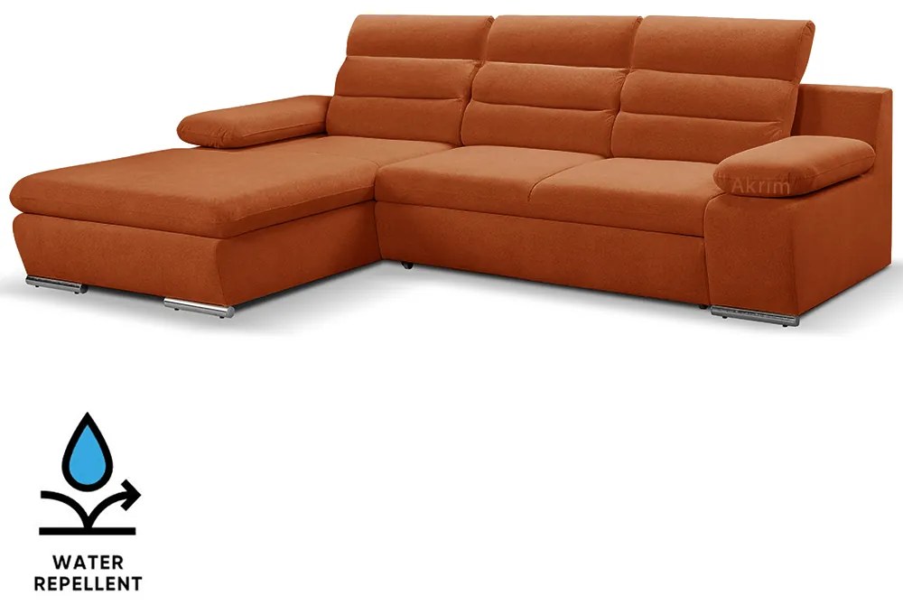 Sedací souprava GRECO MINI | 185x278 cm | LEVÁ | 55 červenooranžová WATER REPELLENT | rozkládací + úložný prostor