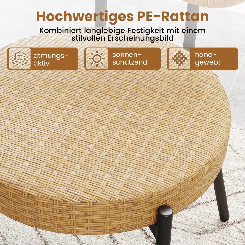 Costway 3-dílný PE ratanový venkovní bistro set terasový konverzační set