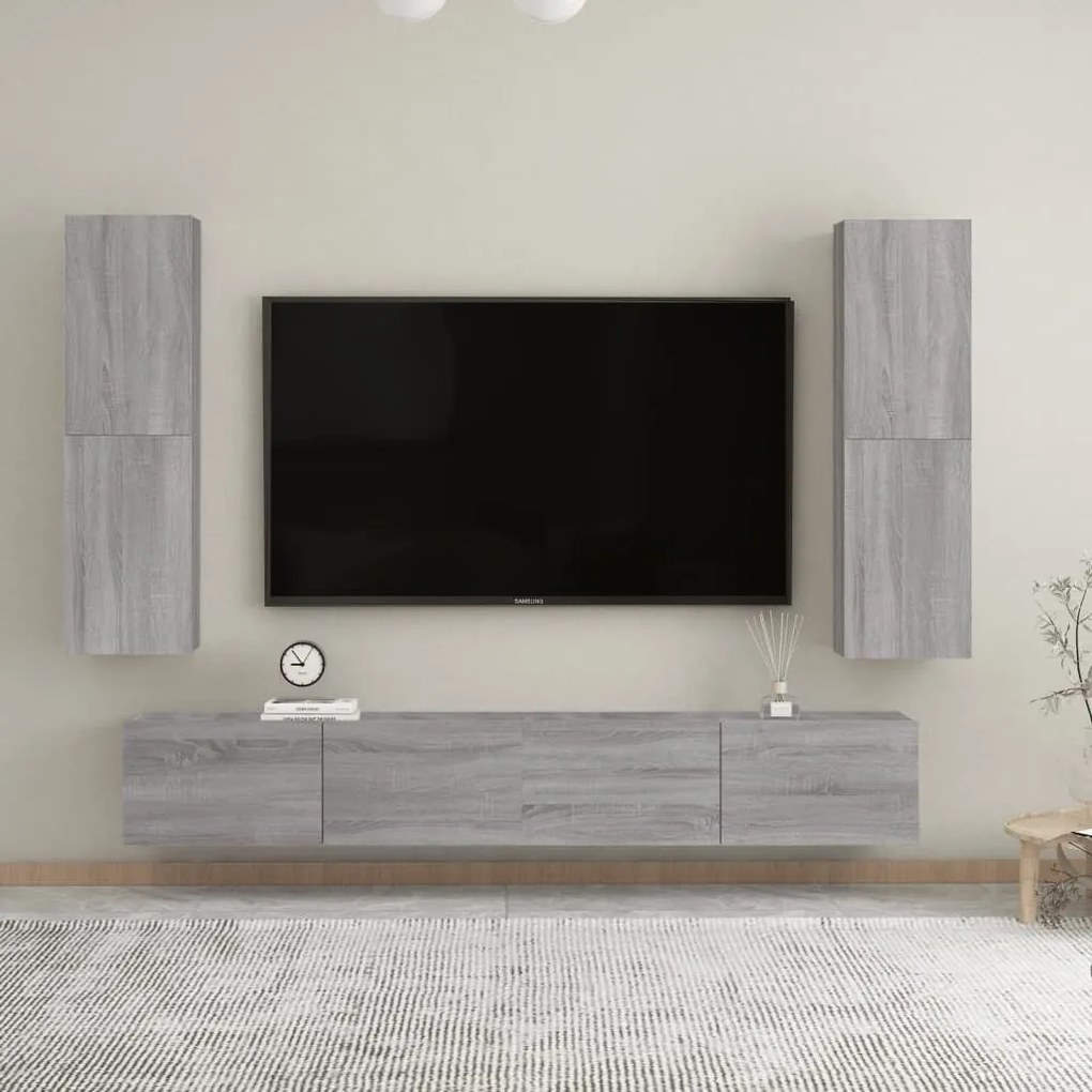 vidaXL TV stolky 2 ks 30,5 x 30 x 110 cm dřevotříska [826681] Barva: bílá a dub sonoma