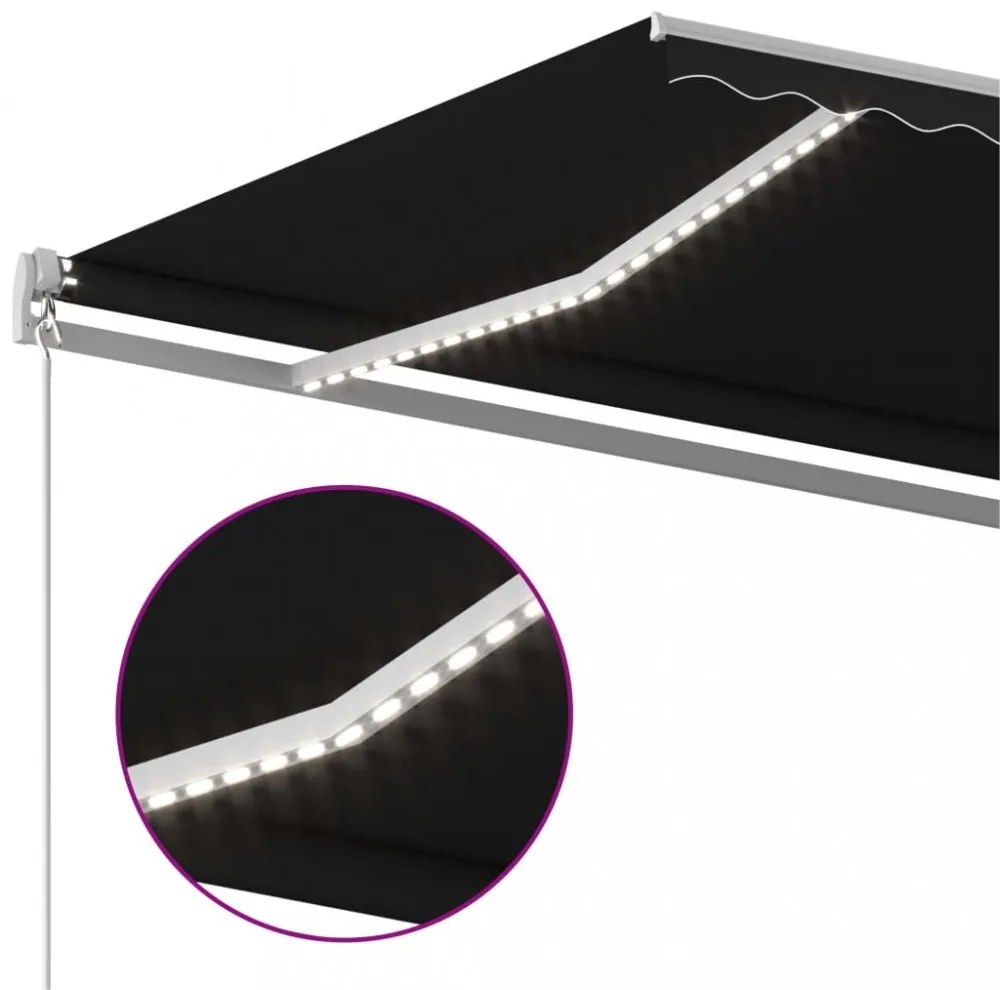 Ručně zatahovací markýza s LED světlem 600x300 cm Dekorhome Krémová