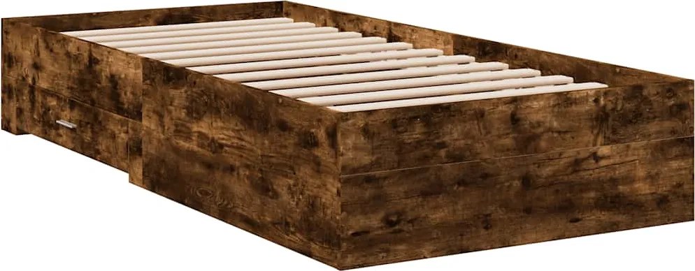 Rám postele se zásuvkami kouřový dub 75x190 cm kompozitní dřevo 3280444