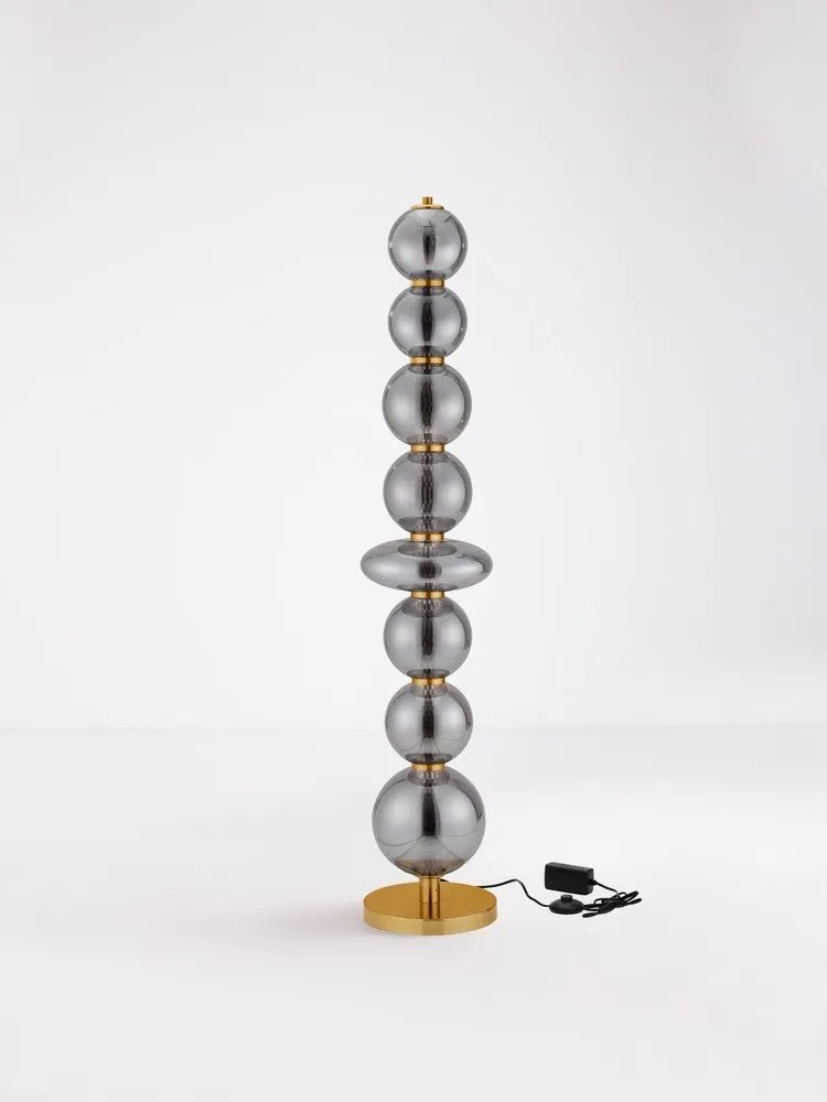 Šedá kovová LED stmívatelná stojací lampa se skleněným stínidlem (výška 140 cm) Navi – Nova Luce