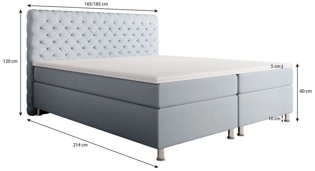 K&M postele Boxspring postel Luxury Dream bez úložného prostoru Velikost postele: 200 × 200 cm, Výběr matrace: Oboustranná pružinová matrace - středn…