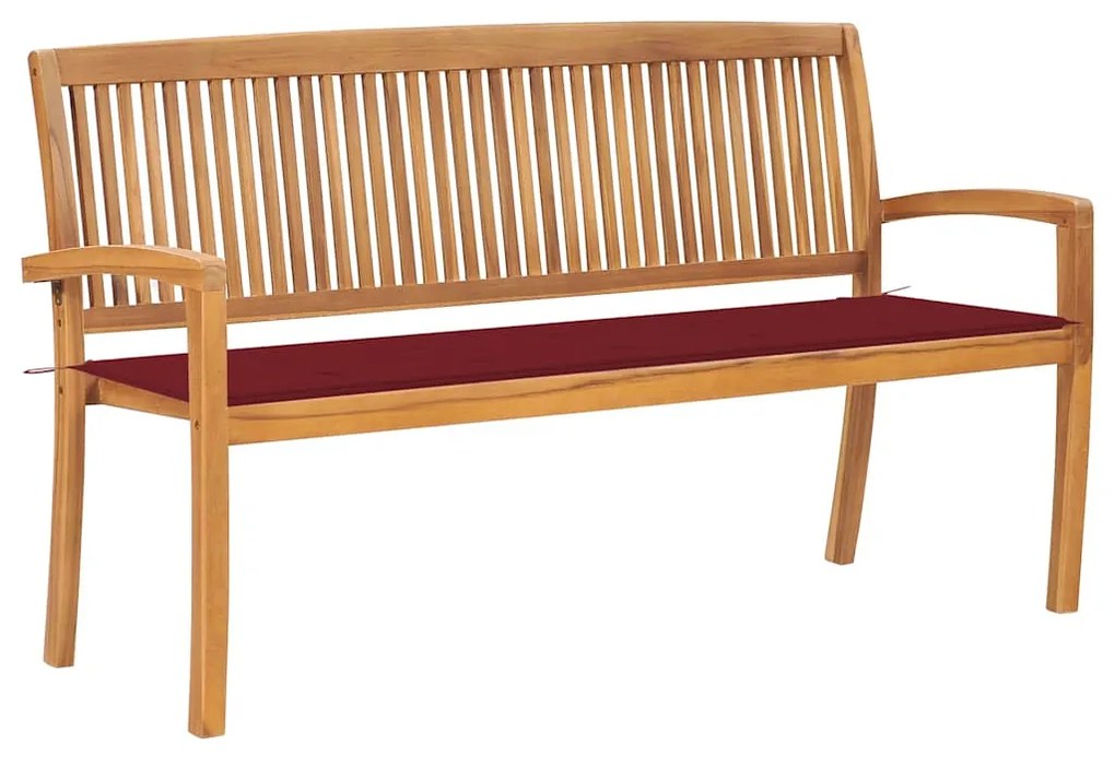 Stohovatelná zahradní lavice s poduškou 159 cm masivní teak 3063315