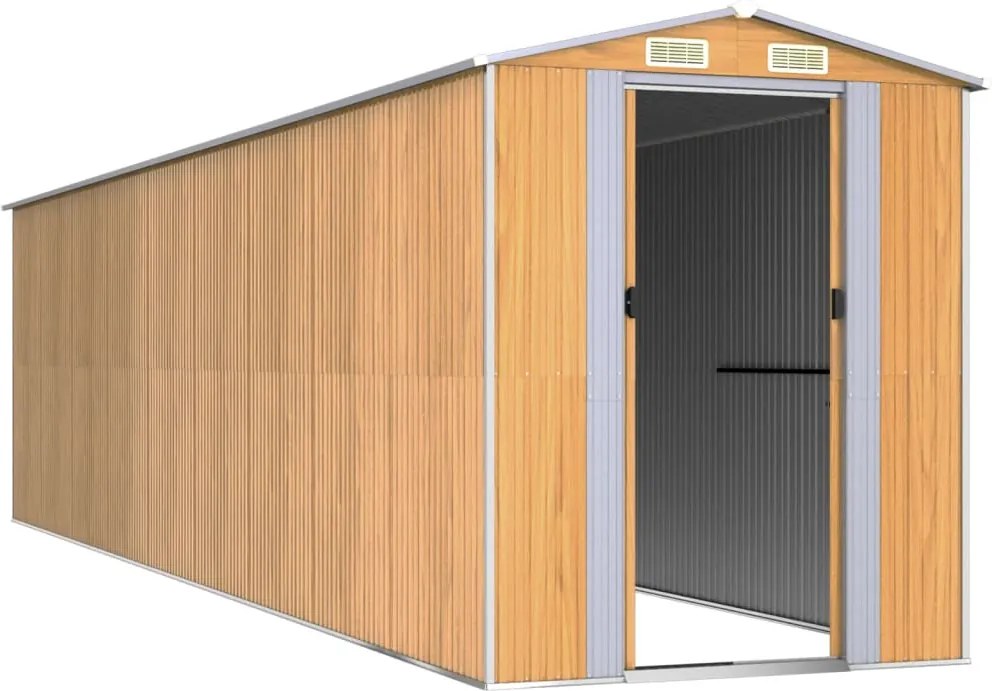 Zahradní kůlna světle hnědá 192x772x223 cm pozinkovaná ocel 3147478