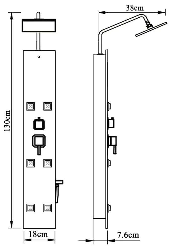 Sprchový panel set - nerezová ocel + sklo | černý