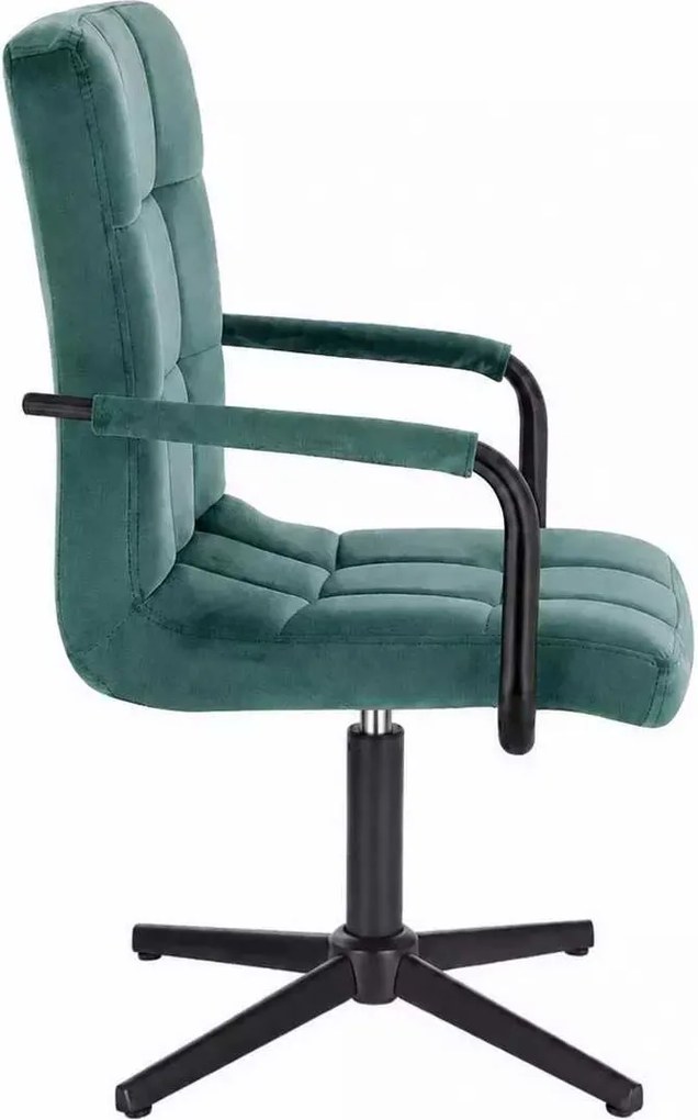 LuxuryForm DESIGN Otočná židle VERONA BLACK VELUR na černém kříži - zelená