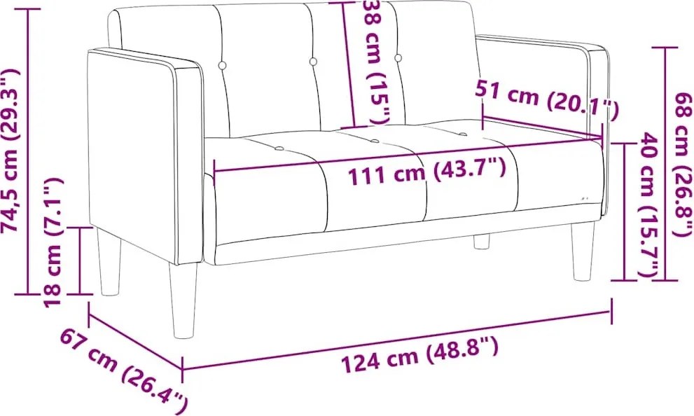 vidaXL Loveseat Sofa 111 cm textil [4100561] Barva: světle šedá
