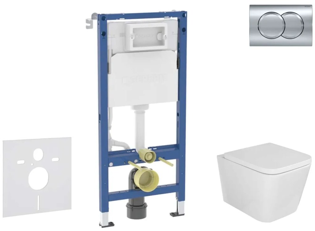 Geberit Duofix - Set předstěnové instalace, klozetu Arkas I a sedátka softclose, tlačítko Delta01, lesklý chrom SANI11CA1138B