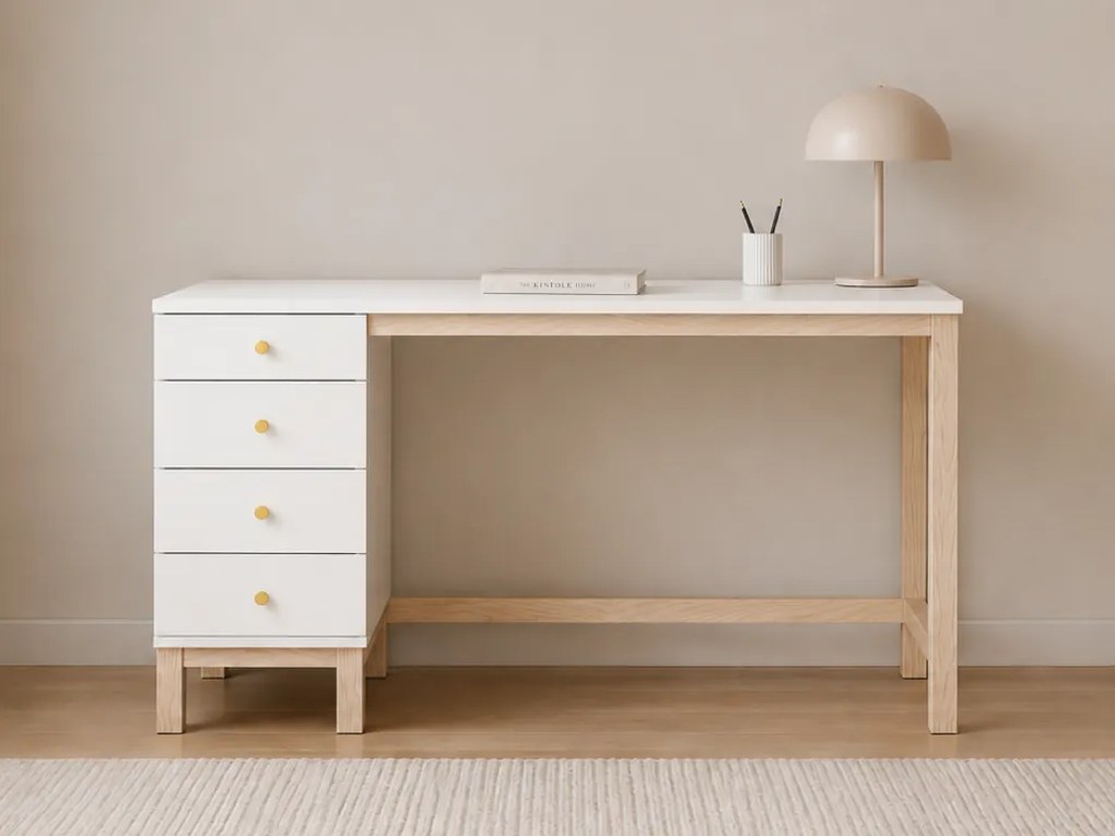 Psací stůl do dětského pokoje MODEL se šuplíky Zvolte barvu: Bílá, Zvolte barvu úchytek: Černá, Zvolte stranu: Levá
