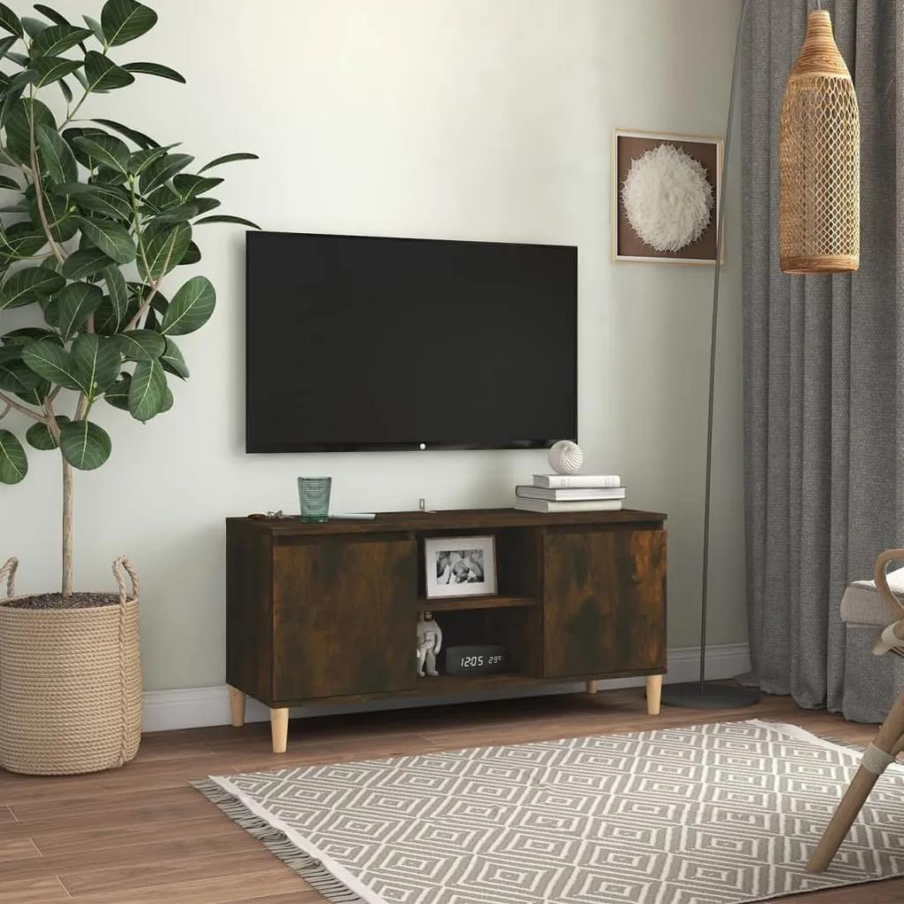 vidaXL TV skříňka s nohami z masivního dřeva 103,5 x 35 x 50 cm [805967] Barva: Bílá