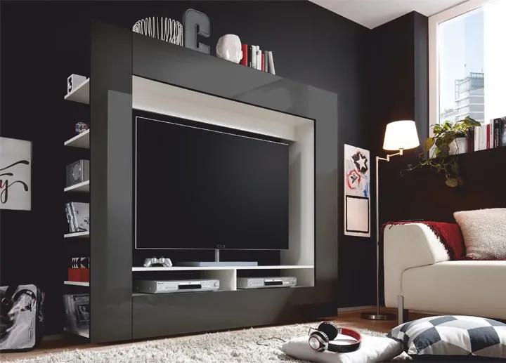 Tempo Kondela Luxusní TV MEDI TV a media stěna, černá / extra vysoký lesk