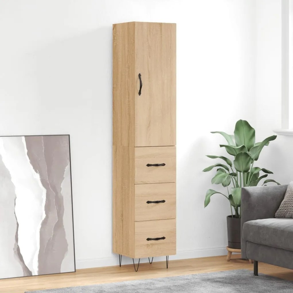 vidaXL Skříň highboard 34,5 x 34 x 180 cm kompozitní dřevo [3198882] Barva: Černá