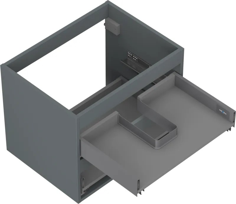 Mexen Box-A, závěsná skříňka 60 cm, 2 zásuvky, grafitová matná, 91AX0-0600-470-2-66