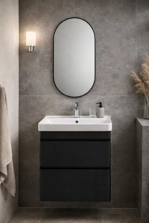 Zrcadlo Lavedo Simple Oval Black 50×80 / 60×90 – černý hliníkový rám | Lavedo by Aplomo Rozměr: 60cm
