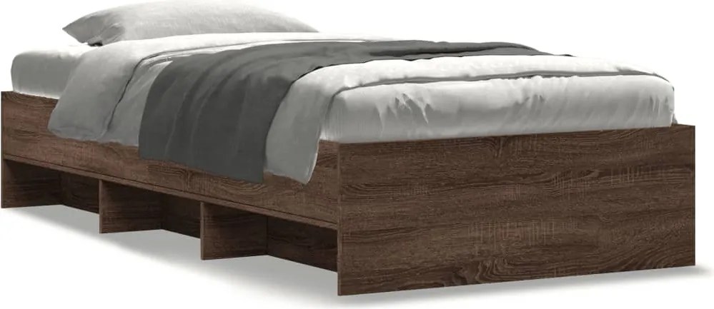 Rám postele bez matrace hnědý dub 100 x 200 cm kompozitní dřevo 3295673