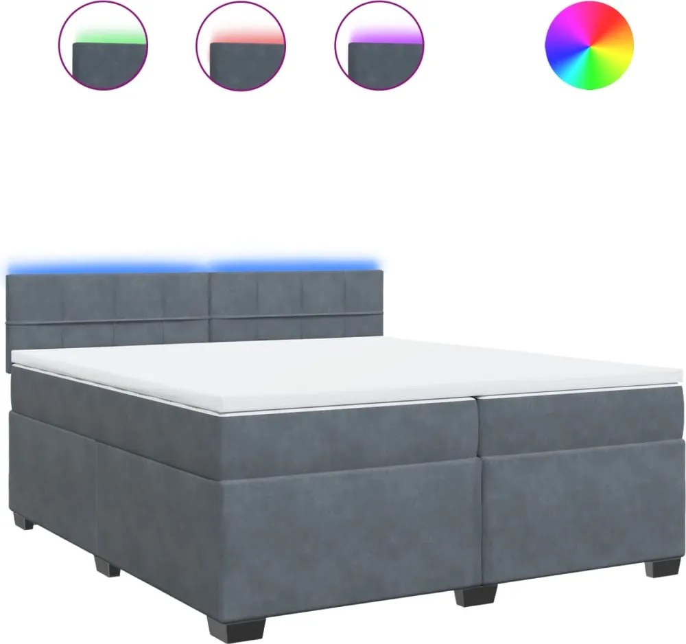 Box spring postel s matrací tmavě šedá 200x200 cm samet 3288703