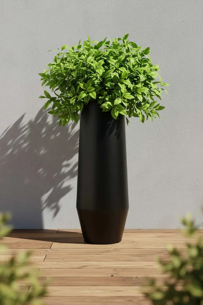 Designový květináč BERBELO, sklolaminát, výška 80 cm, černý mat