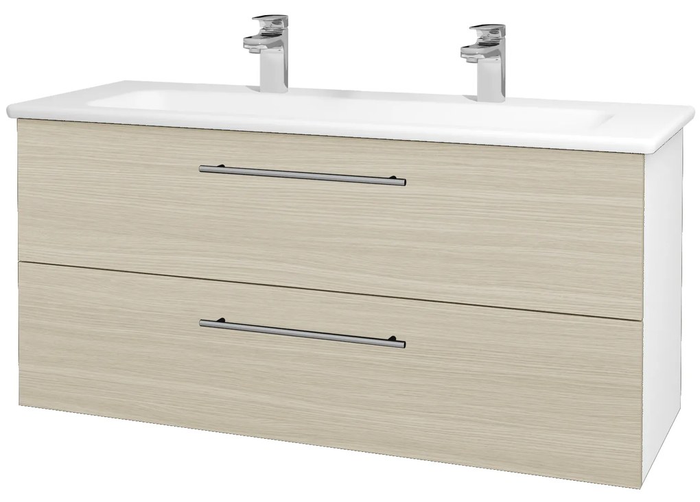 Dřevojas Koupelnová skříň GIO SZZ2 120 Varianta: N01 Bílá lesk / Úchytka T01 / D01 Beton