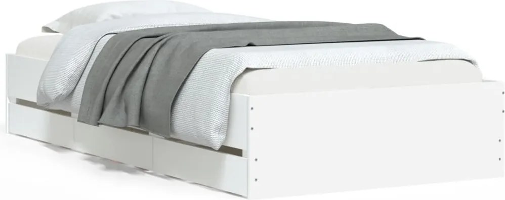 Rám postele se zásuvkami bílý 90 x 200 cm kompozitní dřevo 3207294