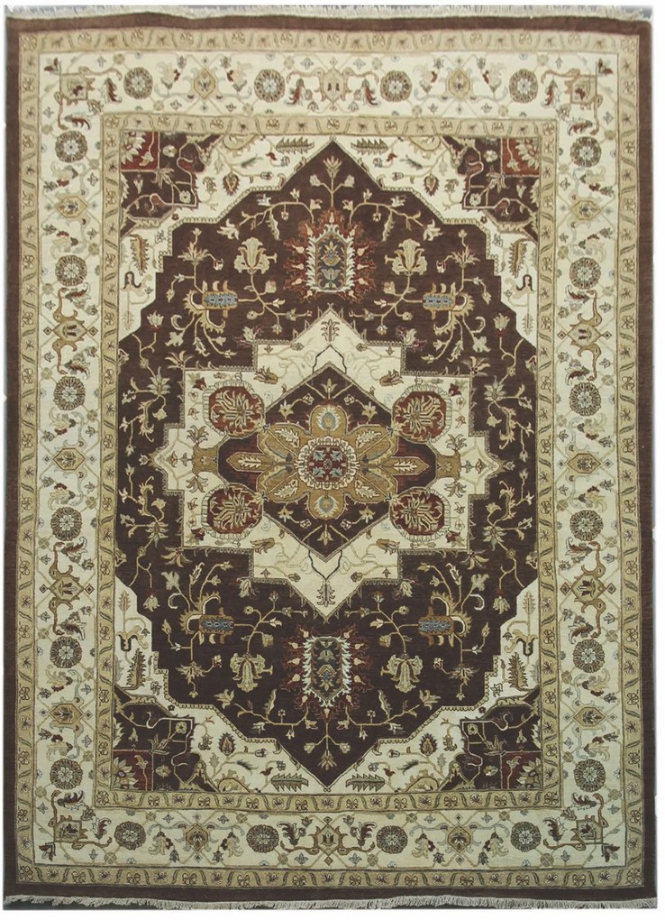 Diamond Carpets India, Ručně vázaný kusový koberec Diamond DC-SIRAPI Brown/ivory, 160x230, hnědá, chodba / předsíň