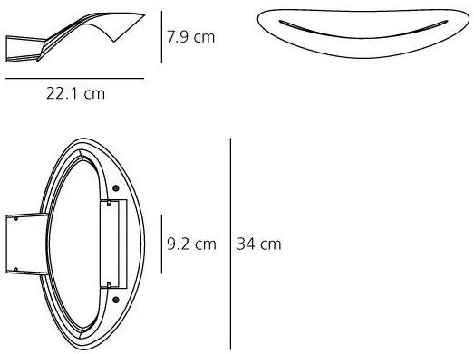 Artemide Mesmeri LED, designová nástěnná lampa, 28W LED 2700K stmívatelná, bílá, šířka: 34cm