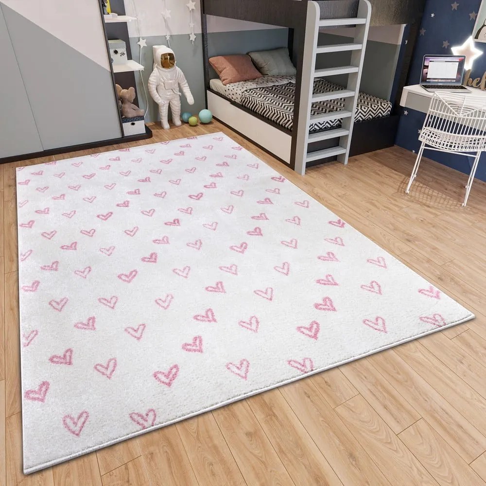 Růžovo-bílý dětský koberec 120x170 cm Hearts – Hanse Home