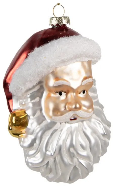 Skleněná vánoční ozdoba Santa Claus se zlatou rolničkou na čepici – 12 cm