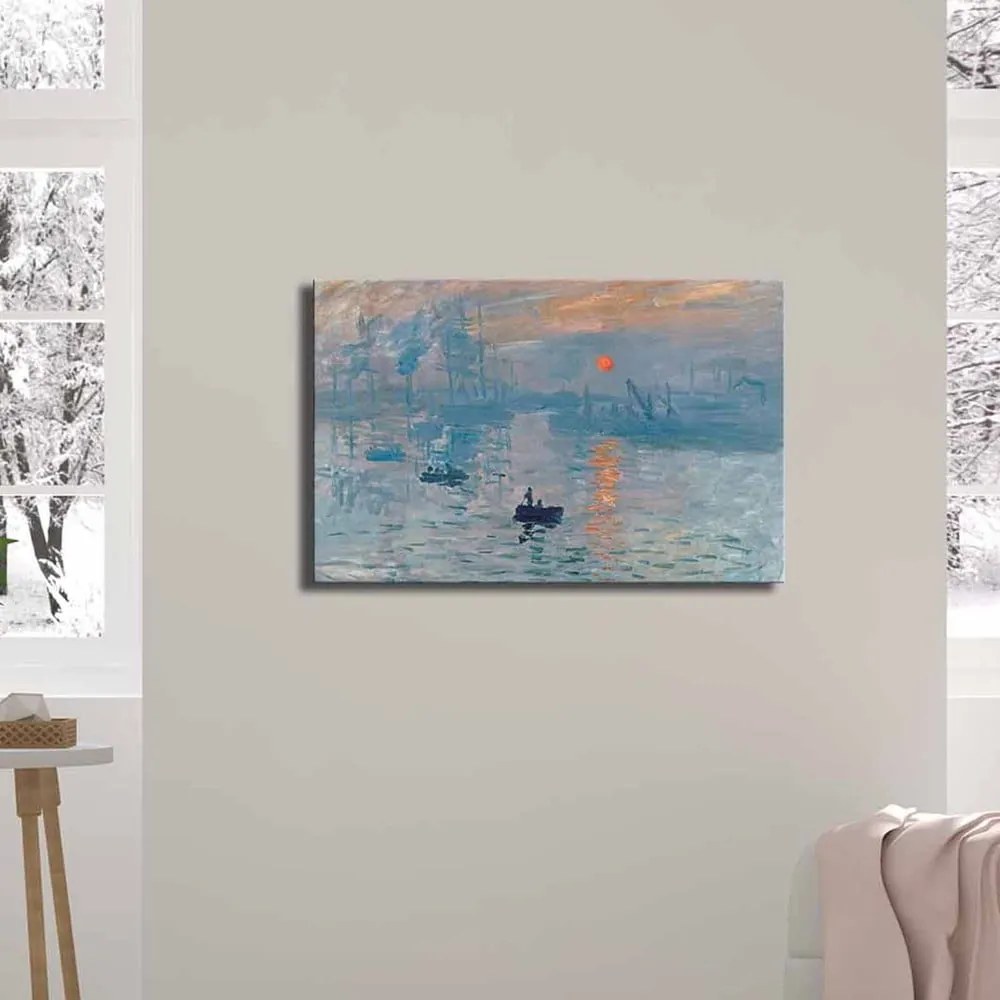 Nástěnná reprodukce na plátně Claude Monet Sunrise, 70 x 45 cm