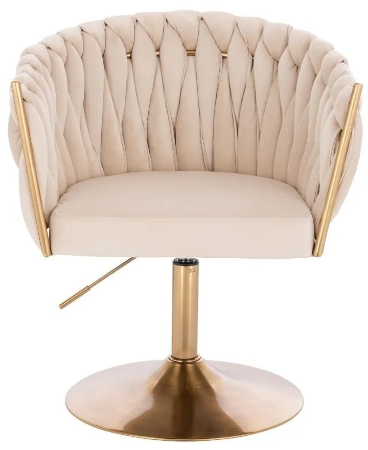 LuxuryForm DESIGN Otočná židle NORDEN VELUR na zlatém talíři - krémová