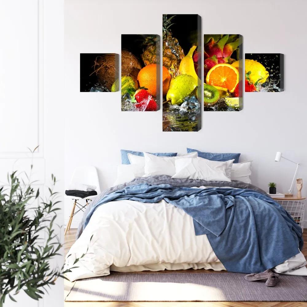 Vícedílný obraz Ovoce S Kapkou Vody Nedostatek Nedostatek Přírodní plátno 200x120