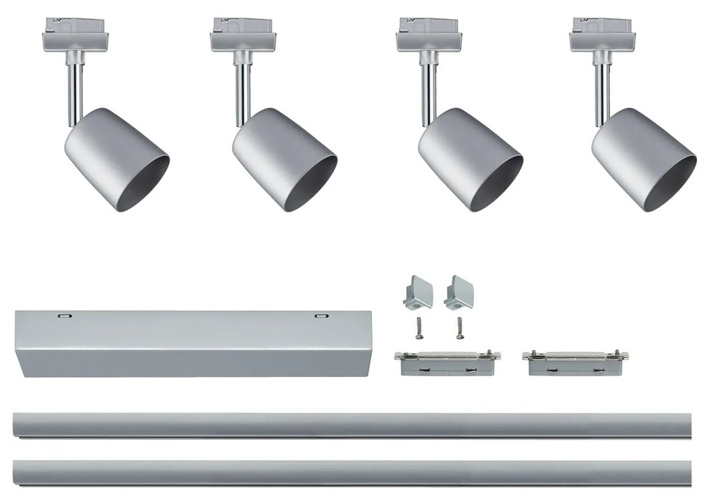 Paulmann 96897 Cover, základní set Urail systemu, 4xGU10 max. 10W, matný chrom, délka 2,2m