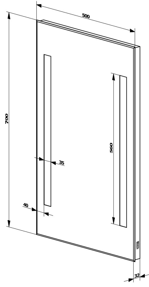 Aqualine Zrcadlo s LED osvětlením 50x70cm, kolébkový vypínač ATH5