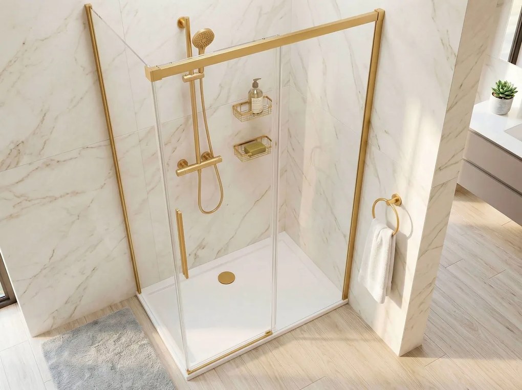 Gelco Luxor Gold Matt sprchový kout obdélníkový 120 x 100 x 200 cm L/P varianta posuvné zlatá čiré sklo GU1212GGU5610G