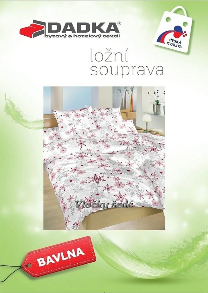 Bavlněné povlečení Vločky šedé 140x200, 70x90 cm